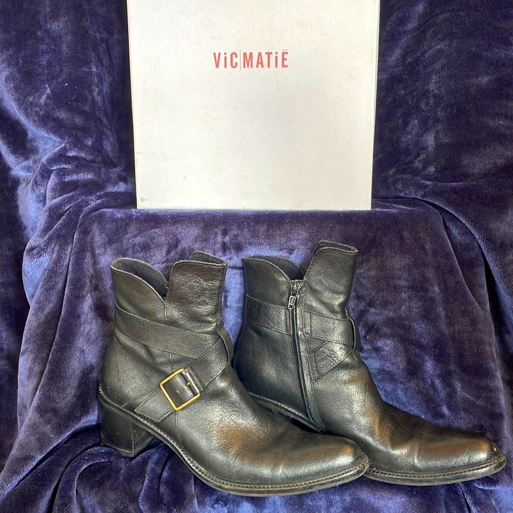 Vintage Y2k Vic Matie Black Leather Ankle Boots, Sz 38 - Gem